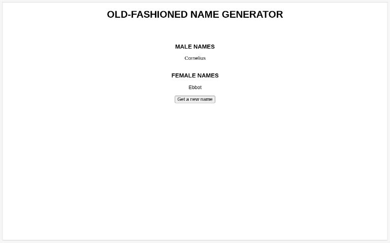 OLD-FASHIONED NAME GENERATOR