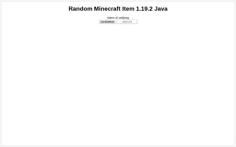 Random Minecraft Item 1.19.2 Java ― Perchance Generator
