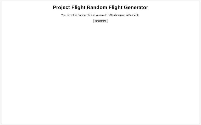 Project Flight Random Flight Generator