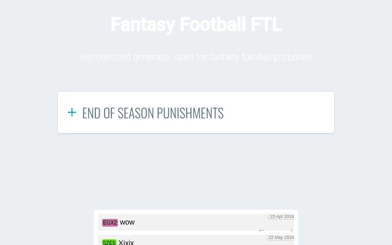 Fantasy Football FTL ― Perchance Generator