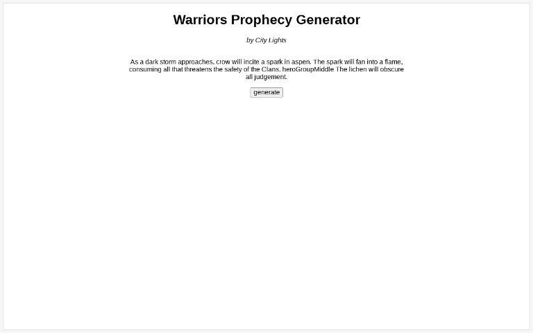 Warriors Prophecy Generator