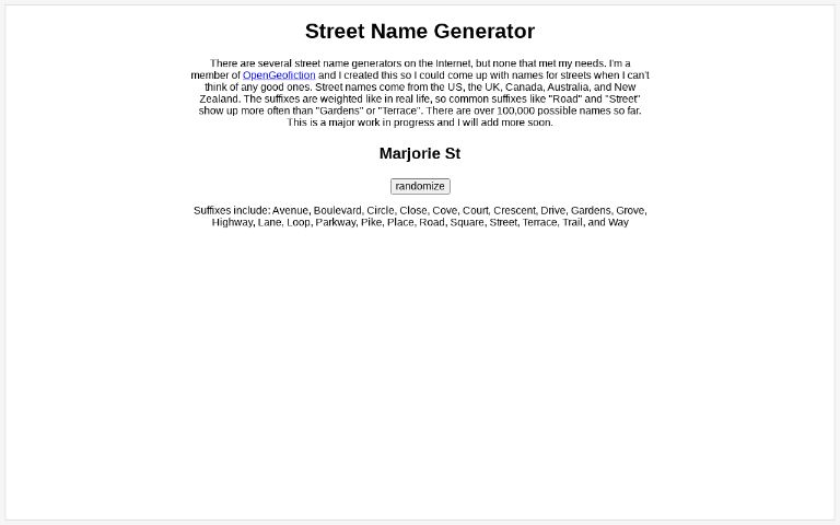 Street Name Generator