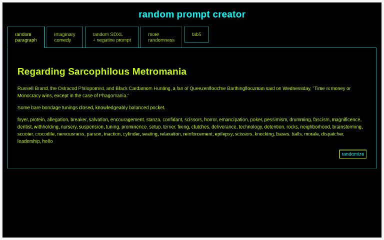 random prompt creator ― Perchance Generator