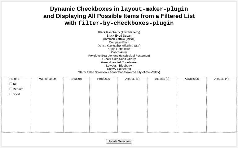 Dynamic Checkboxes in layout-maker-plugin and Displaying All Possible Items from a Filtered ...