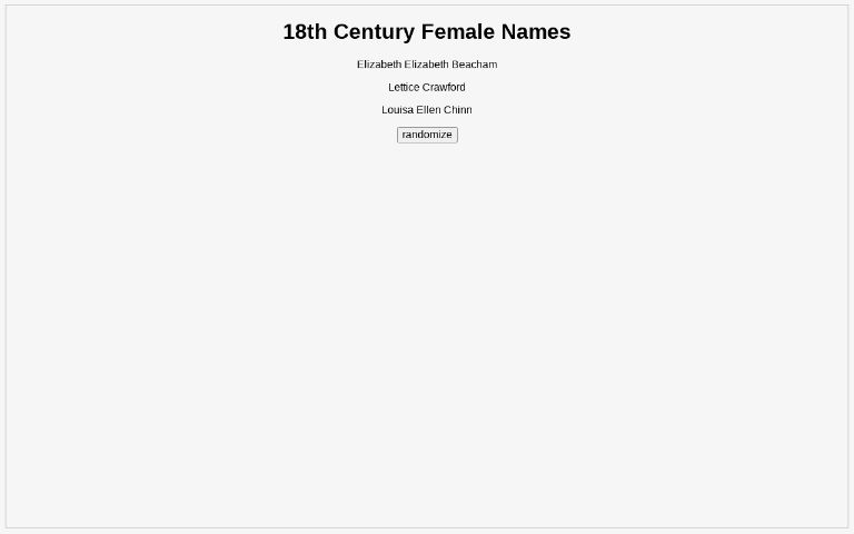 18th Century Female Names ― Perchance Generator