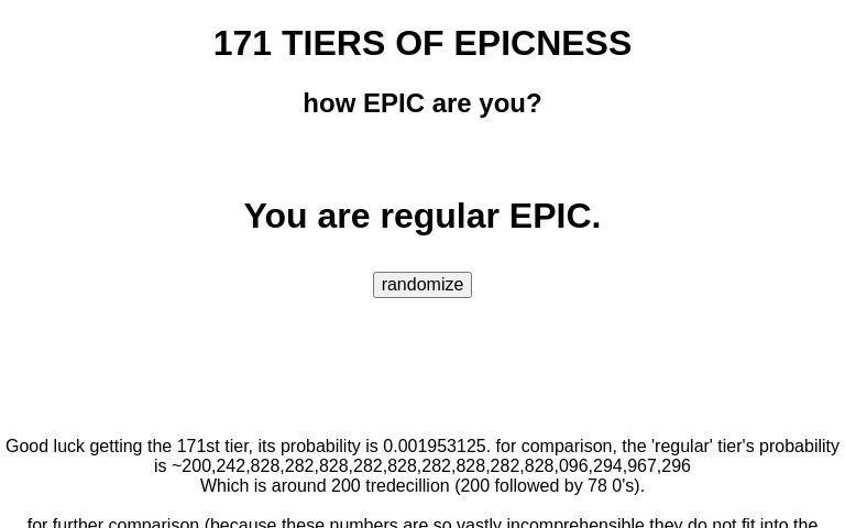 171 TIERS OF EPICNESS ― Perchance Generator