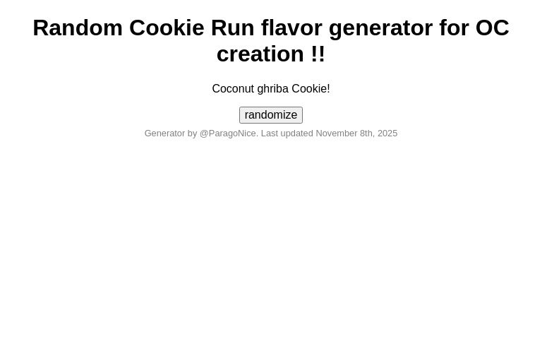 Random Cookie Run flavor generator for OC creation