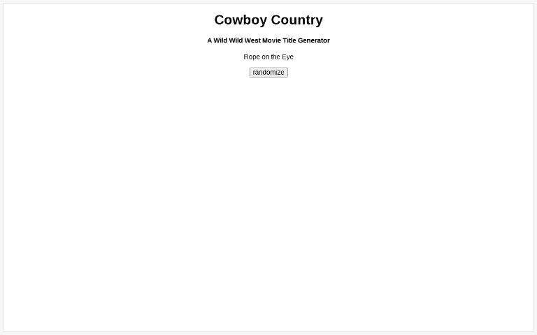 Cowboy Country ― Perchance Generator