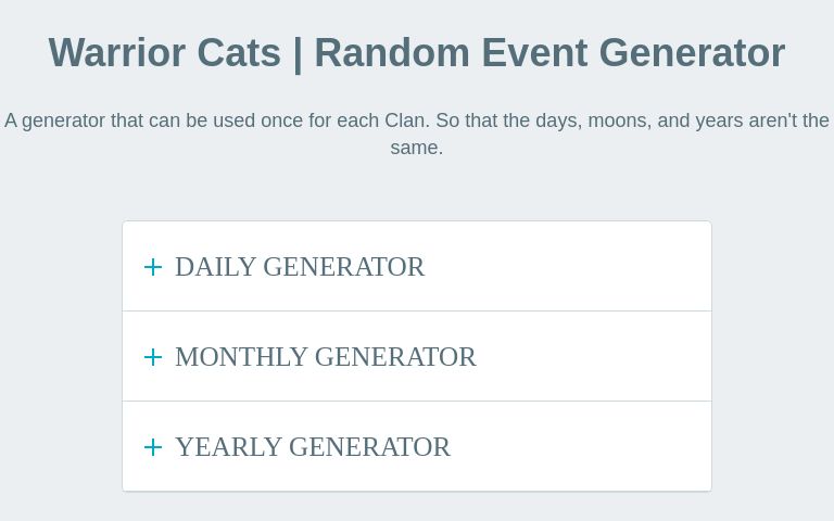 Warrior Cats | Random Event Generator