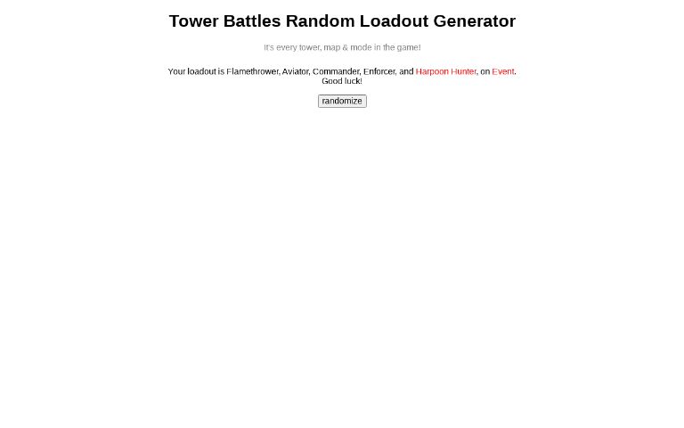 Tower Battles Random Loadout Generator