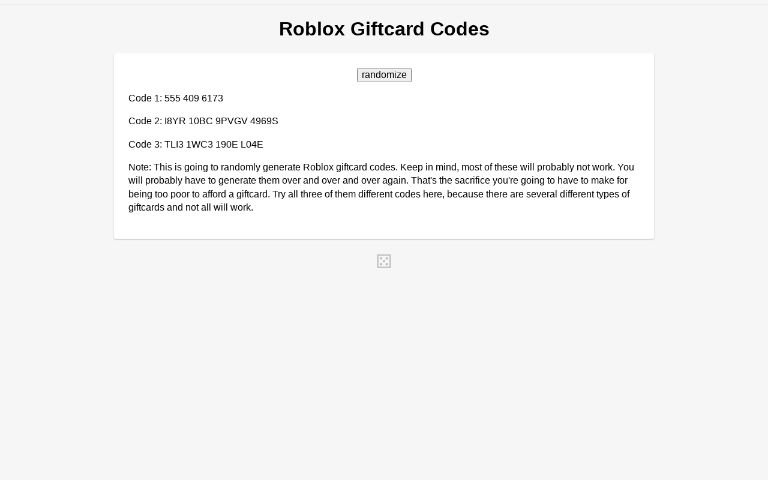 Roblox Giftcard Codes ― Perchance Generator