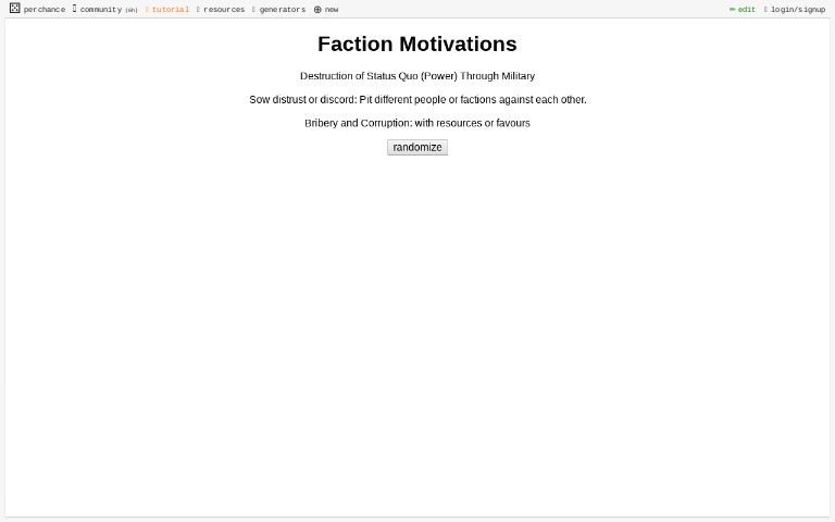 Faction Motivations ― Perchance Generator