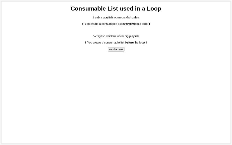 Consumable List used in a Loop ― Perchance Generator