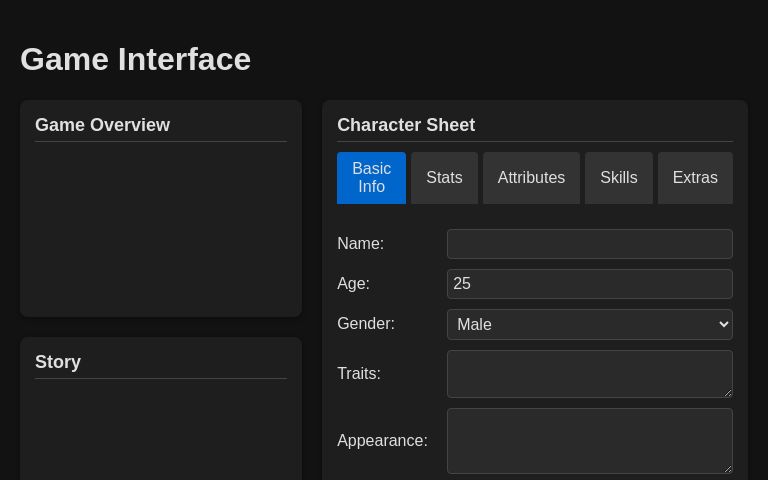 Game Interface ― Perchance Generator