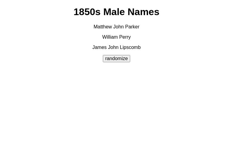 1850s Male Names ― Perchance Generator