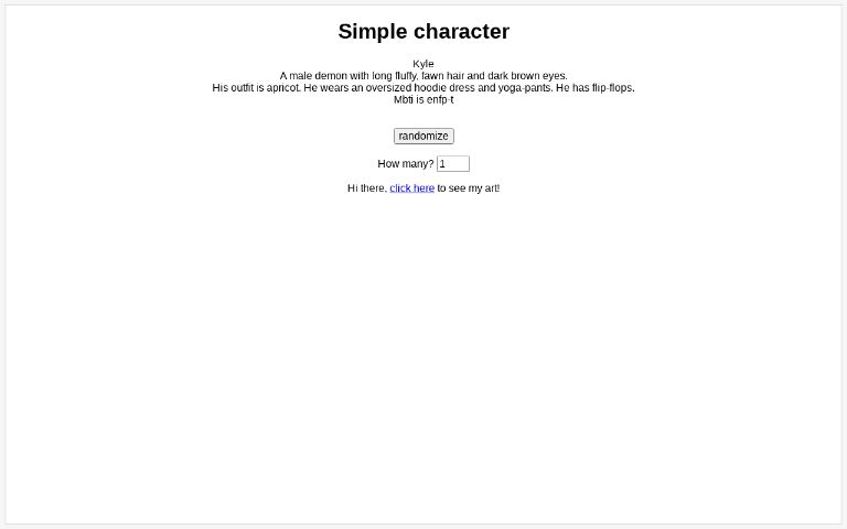 Simple character ― Perchance Generator