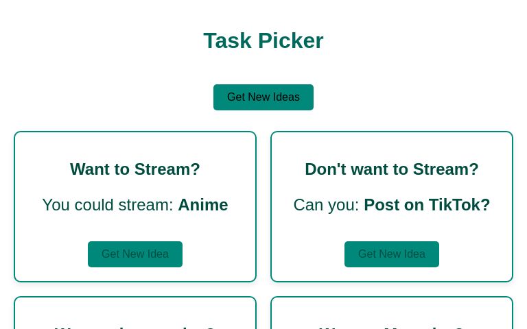 Task Picker ― Perchance Generator