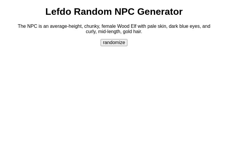 Lefdo Random NPC Generator