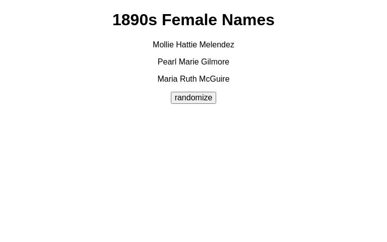 1890s Female Names ― Perchance Generator