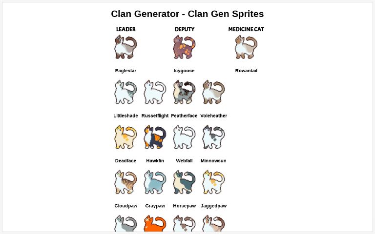 Clan Generator - Clan Gen Sprites