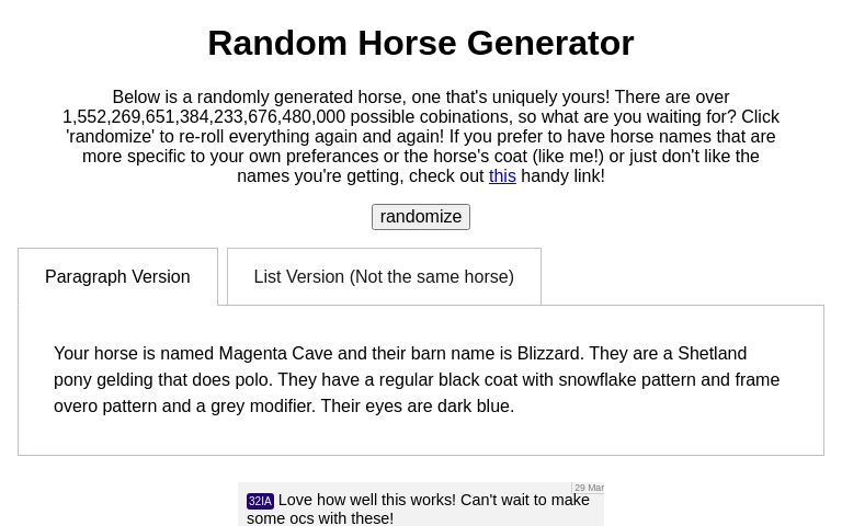 Random Horse Generator