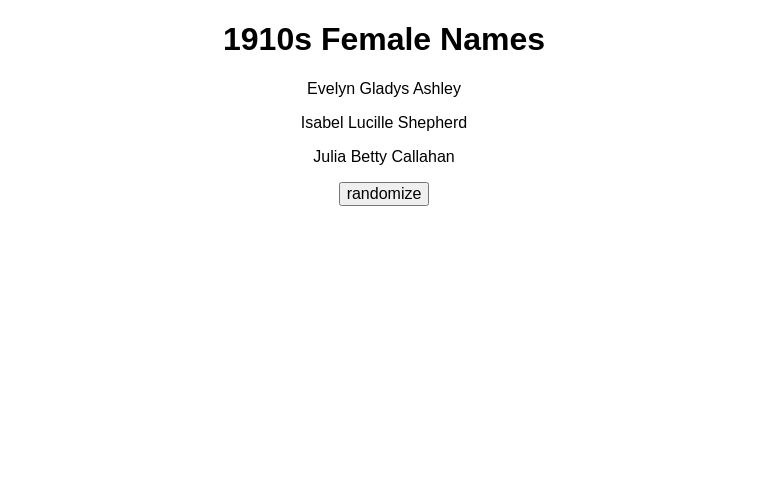 1910s Female Names ― Perchance Generator