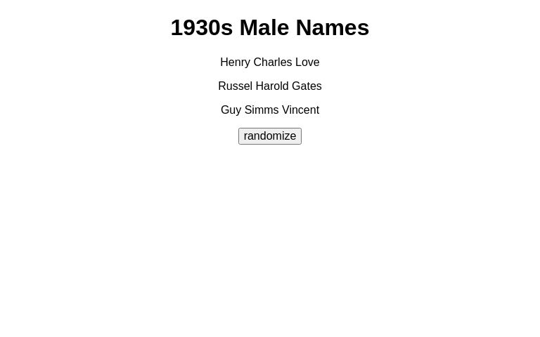 1930s Male Names ― Perchance Generator