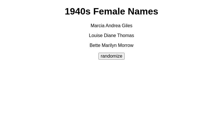 1940s Female Names ― Perchance Generator