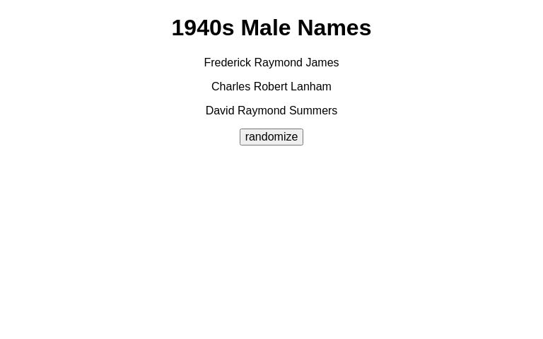 1940s Male Names ― Perchance Generator
