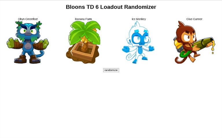 Bloons TD 6 Loadout Randomizer ― Perchance Generator