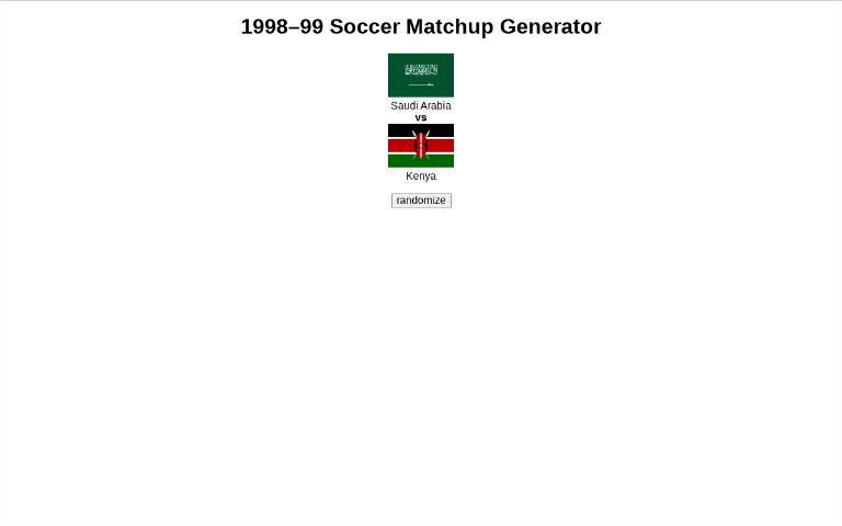 1998–99 Soccer Matchup Generator