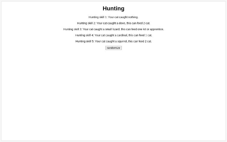 Hunting ― Perchance Generator