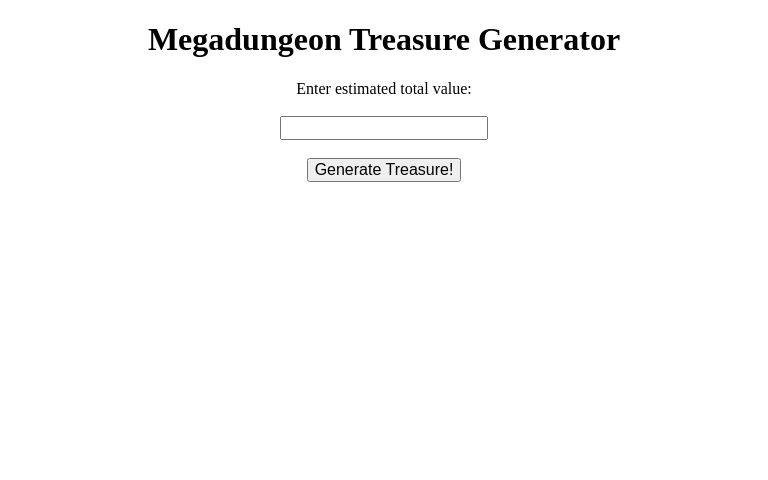 Megadungeon Treasure Generator