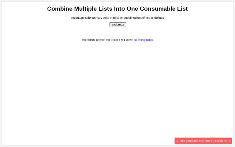 Combine Multiple Lists Into One Consumable List ― Perchance Generator
