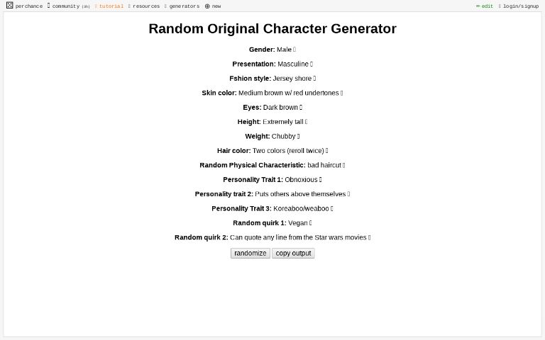 Random Original Character Generator