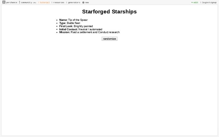 Starforged Starships ― Perchance Generator