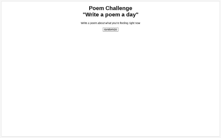 Poem Challenge "Write a poem a day" ― Perchance Generator