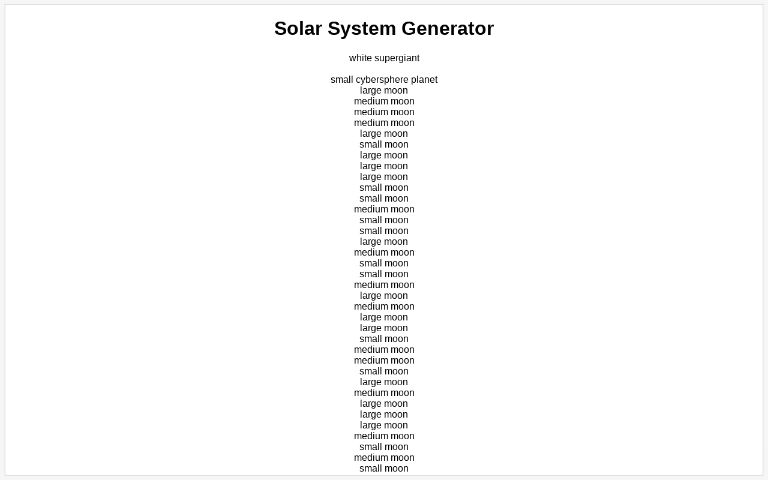 Solar System Generator