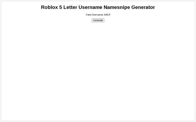 Roblox 5 Letter Username Namesnipe Generator