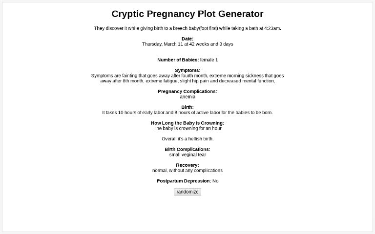 Cryptic Pregnancy Plot Generator