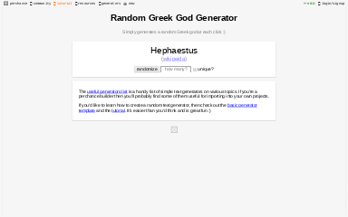 Random Greek God Generator