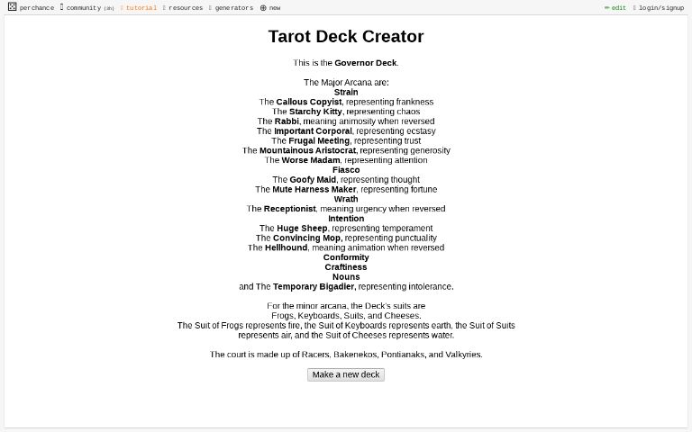 Tarot Deck Creator ― Perchance Generator