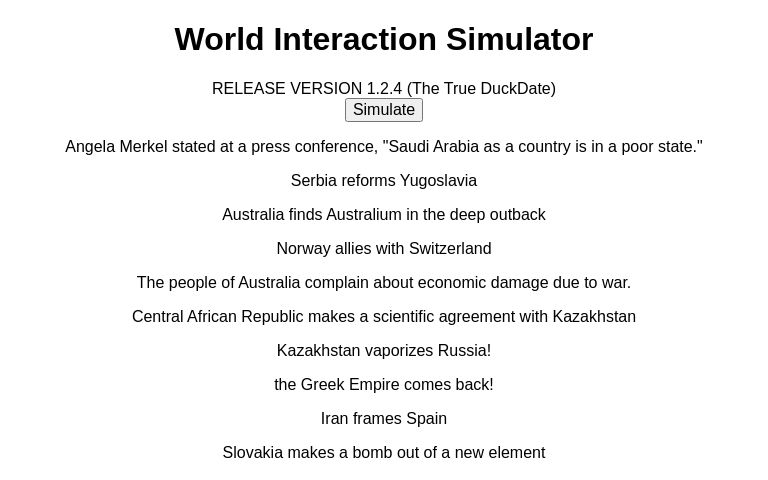 World Interaction Simulator ― Perchance Generator