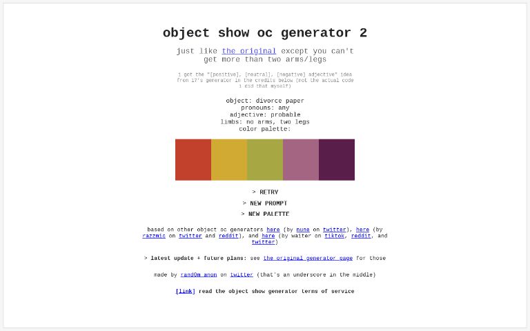 object show oc generator 2
