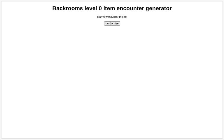 Backrooms level 0 item encounter generator