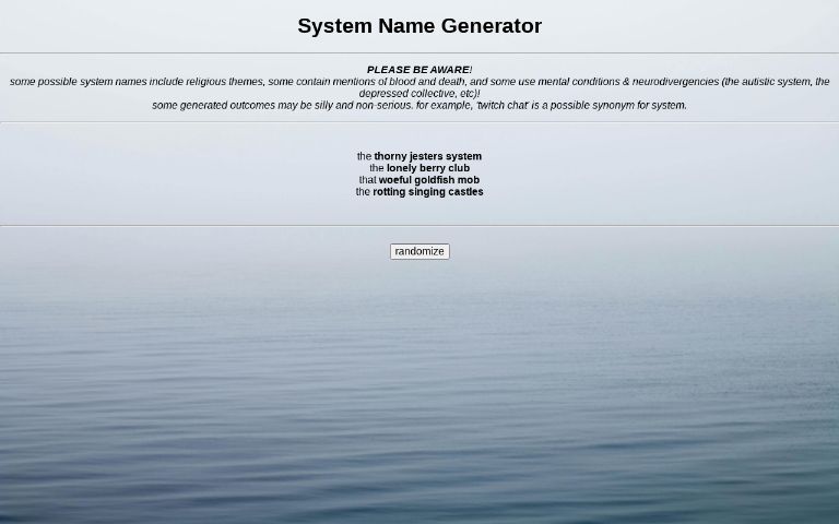 System Name Generator