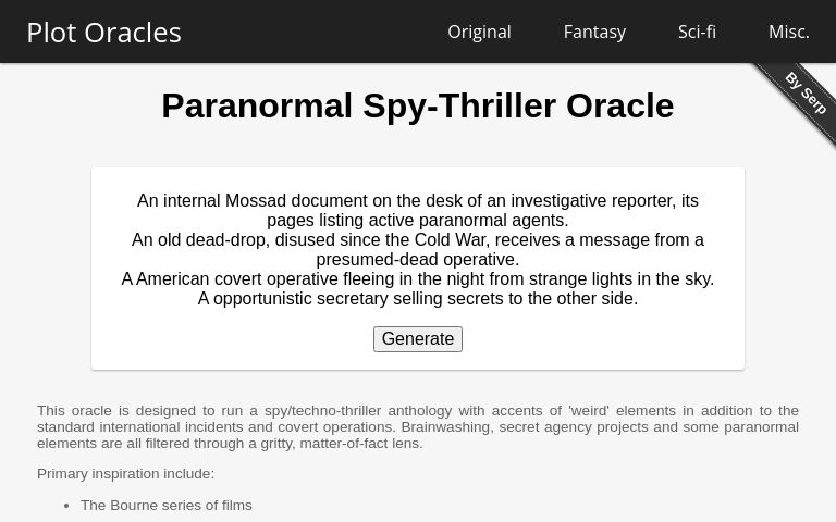 Paranormal Spy-Thriller Oracle ― Perchance Generator