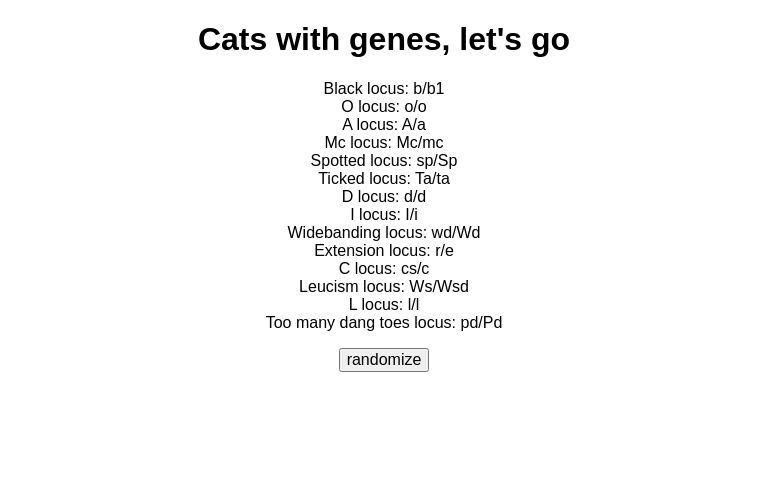 Cats with genes, let's go ― Perchance Generator