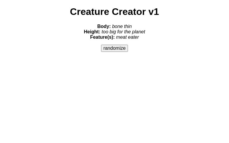 Creature Creator v1 ― Perchance Generator