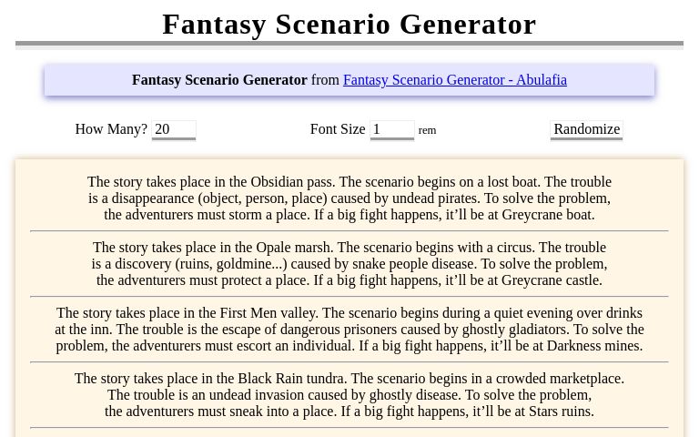 Fantasy Scenario Generator